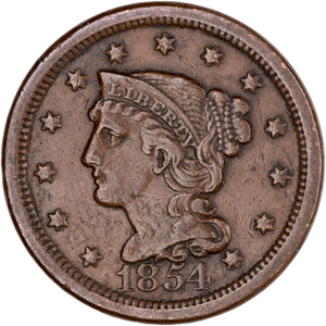 1854 Braided Hair Large Cent | Littleton Coin Company