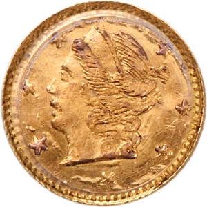 1866 California Small Denomination Gold Round Liberty Head Quarter ...