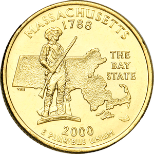 2000 Gold-Plated Massachusetts Statehood Quarter | Littleton Coin Company